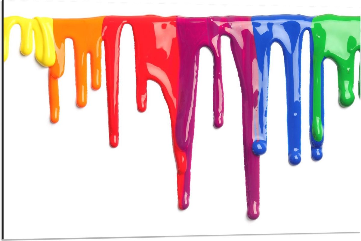 bol.com | Dibond - Druppels Verf - 90x60cm Foto op Aluminium (Met ...
