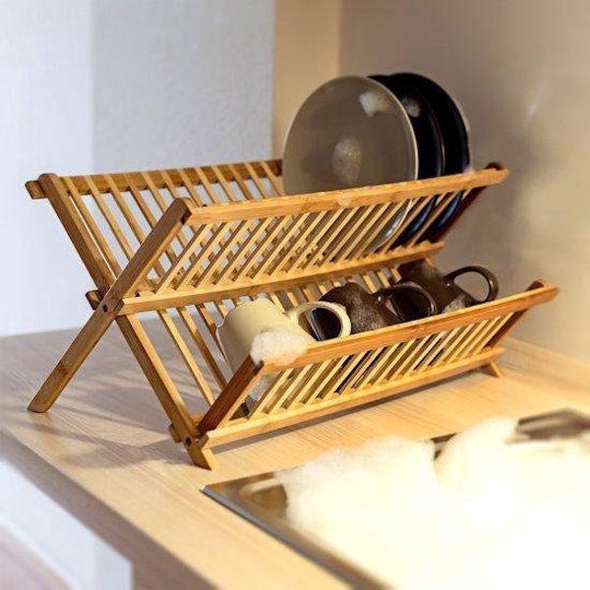 Decopatent® Afdruiprek voor Afwas - Bamboe - Hout - Inklapbaar ...