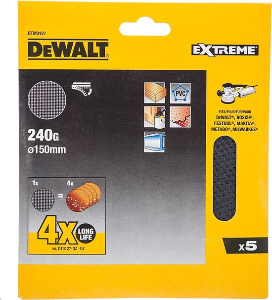 DeWALT DTM3127 Mesh Schuurgaas ø 150mm K240 VE=5 | bol