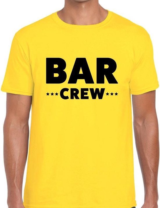 Bar crew tekst t-shirt geel heren - evenementen staff / personeel shirt ...