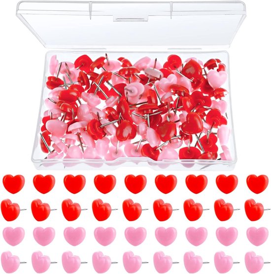 Premium Hartvormige Push Pins - Set van 100 | Decoratieve Pinnetjes ...