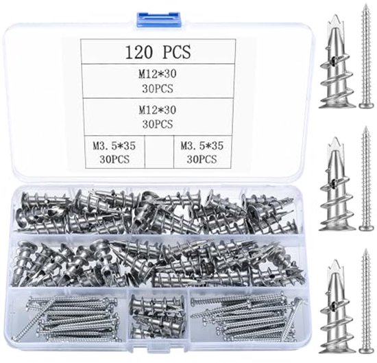 Schroeven met Zelftappende Metalen Pluggen voor Gipsplaten - 120 Stuks ...