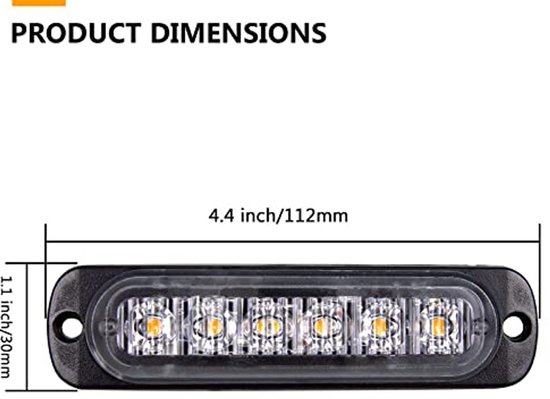 4 Stuks 4.3 Inch LED Waarschuwingslampen Stroboscoop - 12V/24V Amber ...