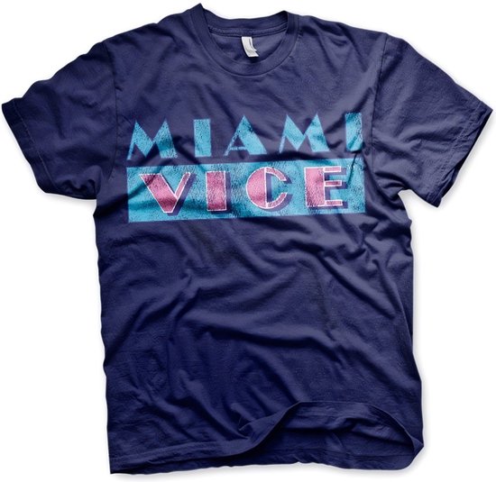 Miami Vice Miami Vice Distressed Logo Heren T-shirt - marineblauw - L | bol