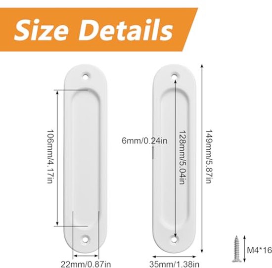 Ovale Schuifdeur Trekken - 2 Stuks Aluminium Warm Wit, 15CM Flush Pull ...