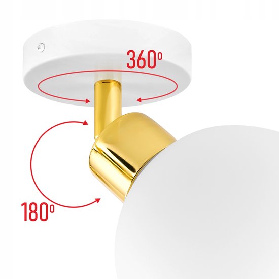 Gouden Plafondlamp met Melkglazen Bol - E27 Fitting | bol