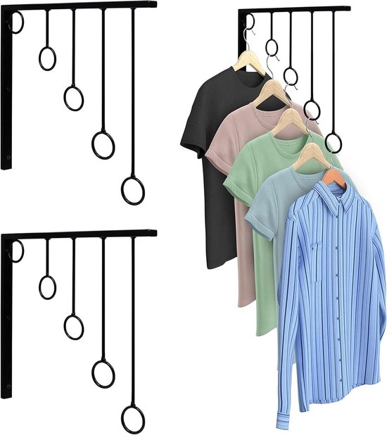 Muurgemonteerde Metalen Kleding Rekken Set - Industriële Kleding Hanger ...