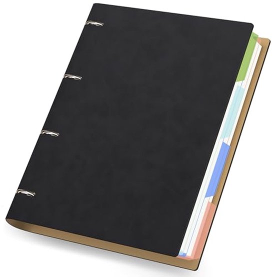 A4 Lined Notebook - 150 Sheets 100GSM Black Leather PU Ring Binder | bol