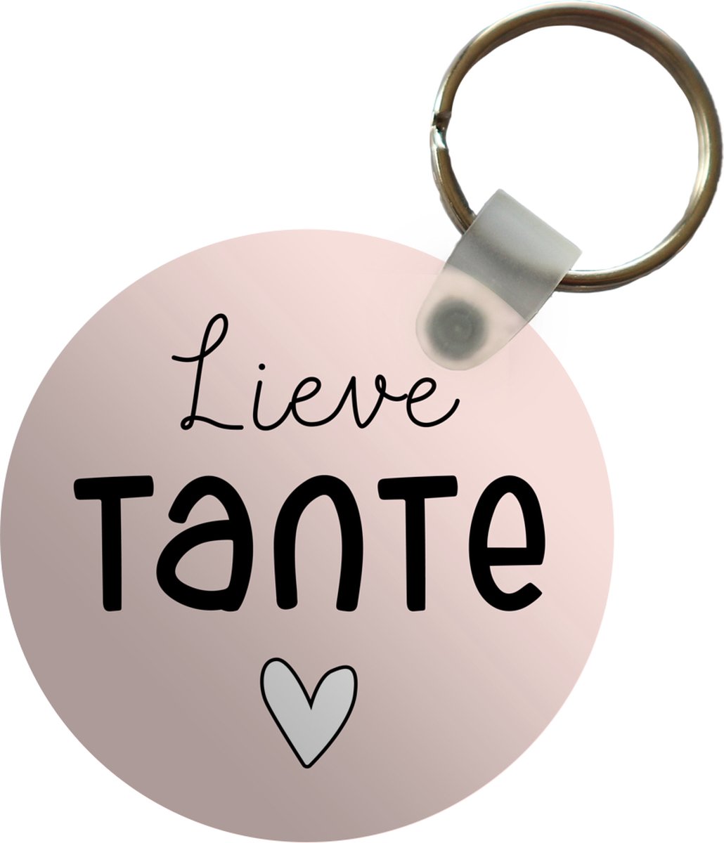 Sleutelhanger - Tante - Roze - Pastel - Plastic - Rond ...