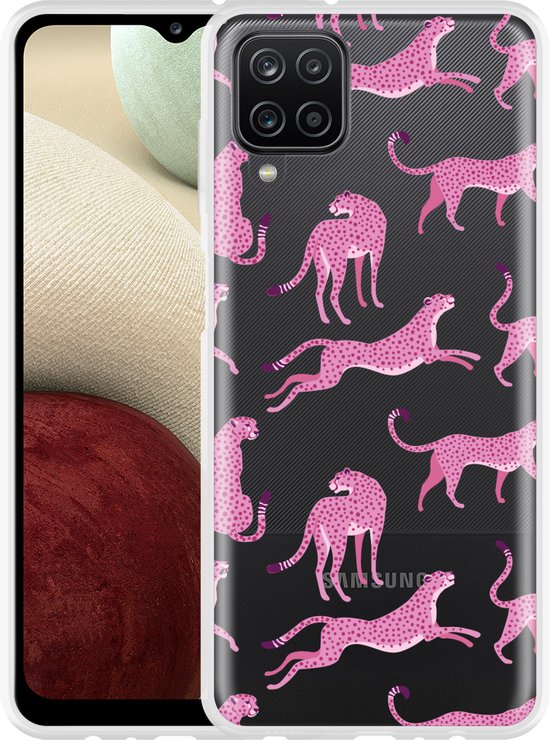 Samsung Galaxy A12 Hoesje Roze Cheeta's - Designed by Cazy | bol.com
