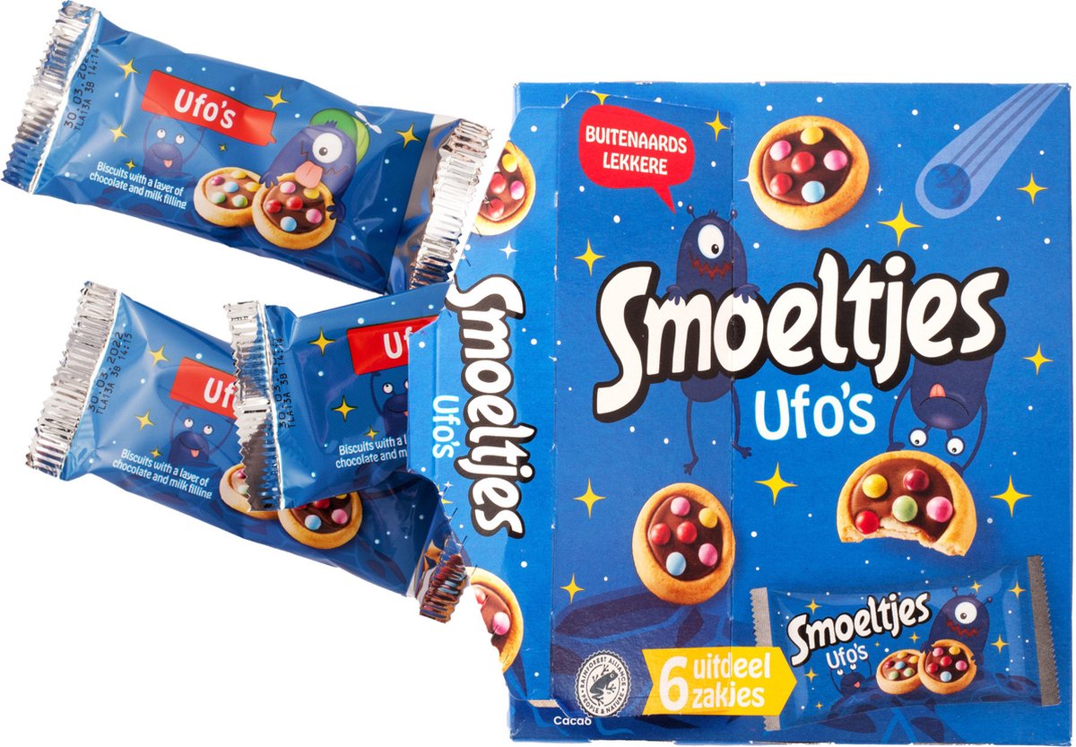Smoeltjes Ufo's Melk chocolade - uitdeelpakjes - 6 x 2 biscuits - 140 ...