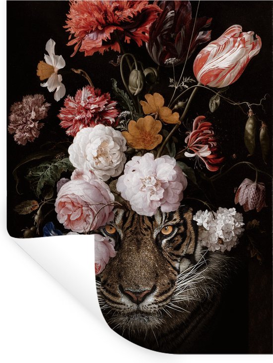 Muurstickers - Sticker Folie - Bloemen - Jan Davidsz de Heem - Tijger - Schilderij -... | bol