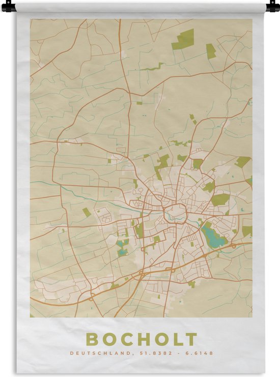 Wandkleed - Wanddoek - Plattegrond - Vintage - Bocholt - Stadskaart ...