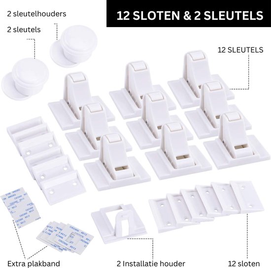 Kinderslot kastjes - Magnetisch kastslot - 12 sloten met 2 sleutels ...