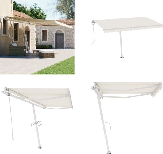 vidaXL Luifel vrijstaand automatisch 450x300 cm crèmekleurig ...