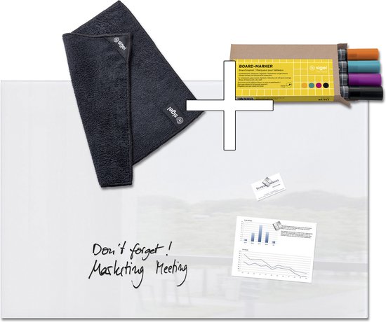 Sigel glas-magneetbord - Artverum - 1000x650mm - GRATIS 4 ...