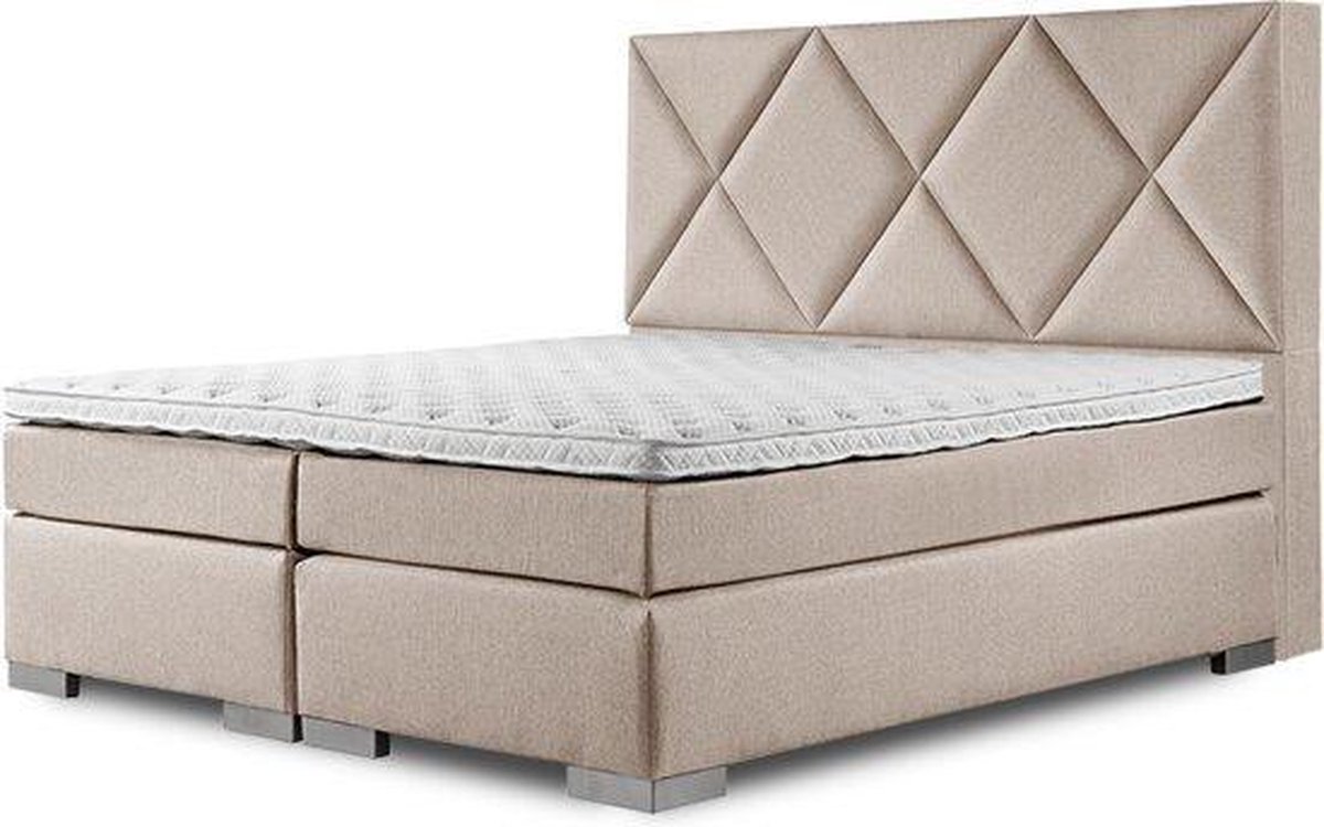 Boxspring Timo - Beige -120x200- Incl. Matras + Topper | bol.com