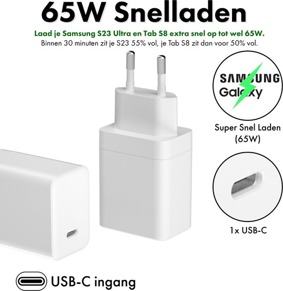 65W GaN USB-C Adapter - USB C Lader - Laptop Oplader USB C- Originele ...