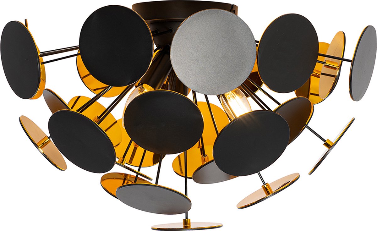 QAZQA cerchio - Design Plafondlamp - 3 lichts - Ø 35 cm - Zwart ...