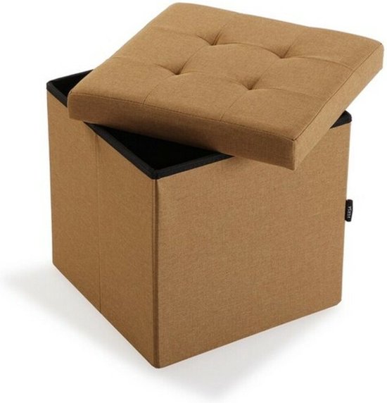 Verwijderbare poef Linnen Hout MDF (38 x 37,5 x 38 cm) | bol