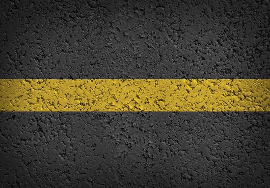 Fotobehang - Vlies Behang - Gele Streep op Asfaltweg - 416 x 254 cm | bol