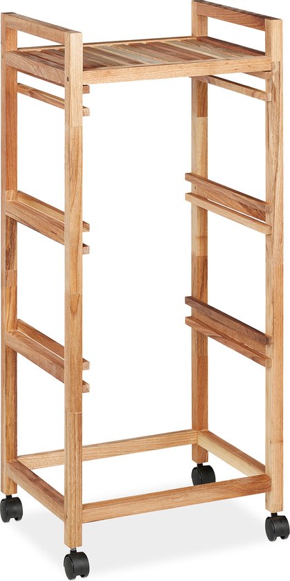 Relaxdays badkamerrek met wasmand - grijs - houten rekje op wieltjes ...