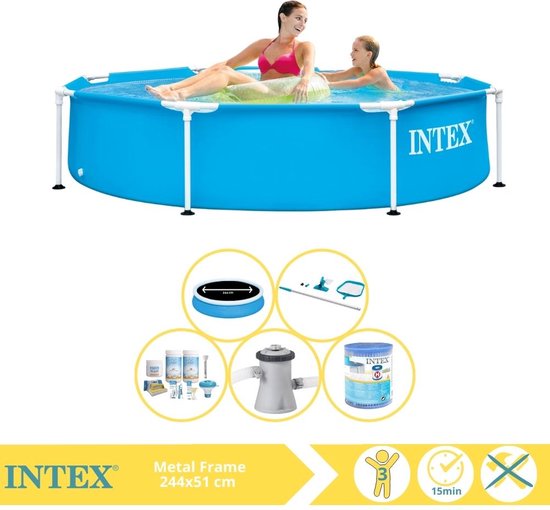 Intex Metal Frame Zwembad - Opzetzwembad - 244x51 cm - Inclusief ...