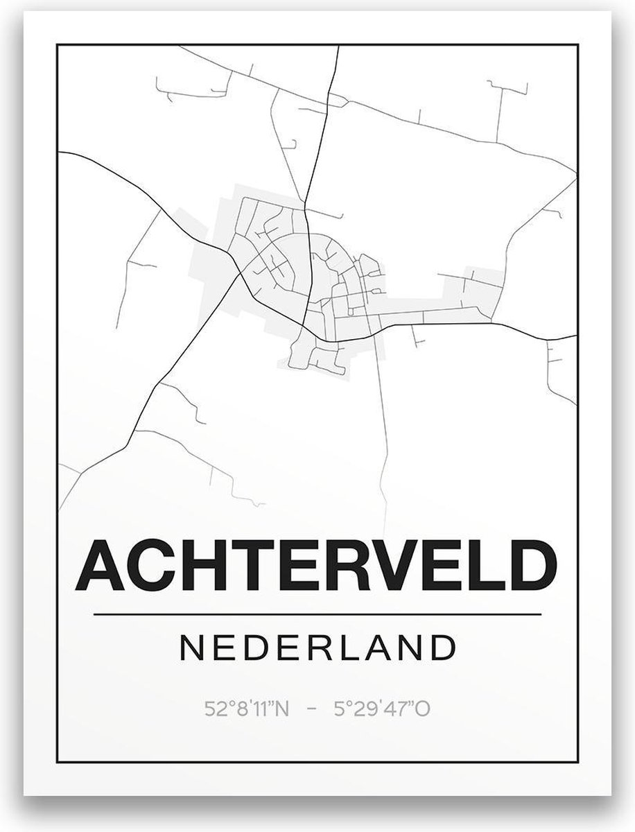 Poster/plattegrond ACHTERVELD - 30x40cm | bol