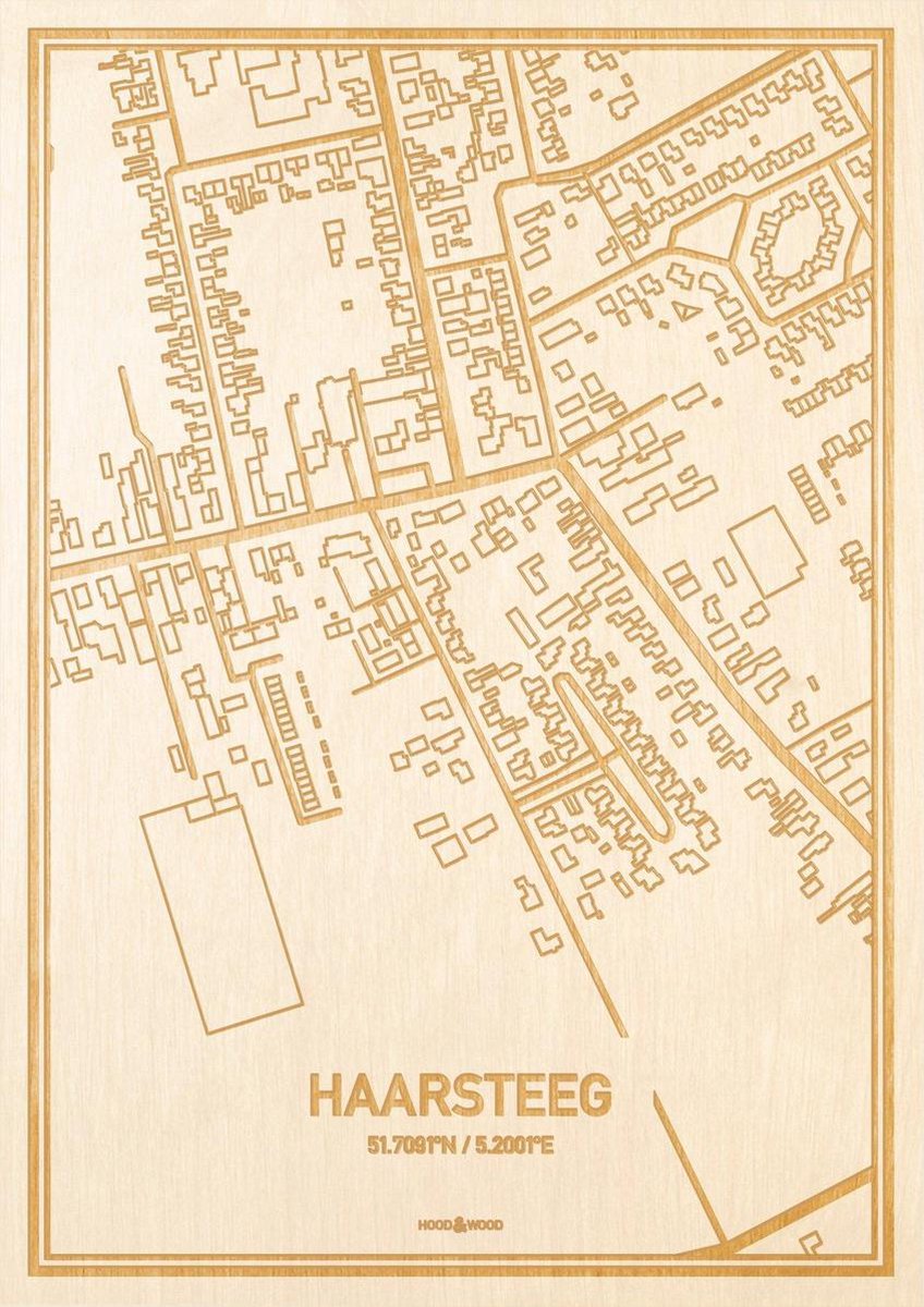 Kaart Haarsteeg - Gegraveerde stadskaart Hood&Wood - Hout, A4 | bol.com