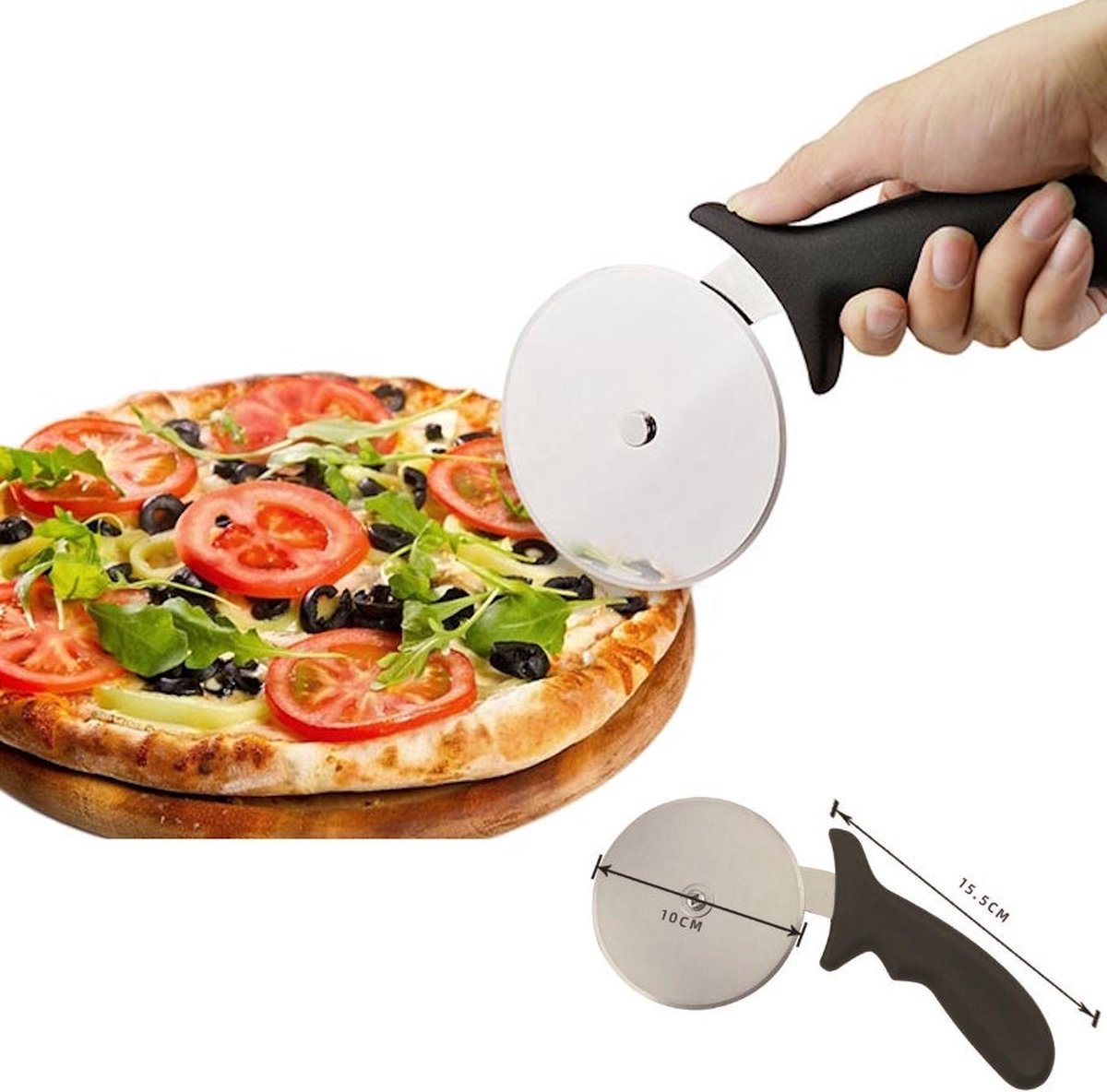 Decopatent® PRO Pizzaroller - RVS Pizzasnijder met kunststof handvat ...