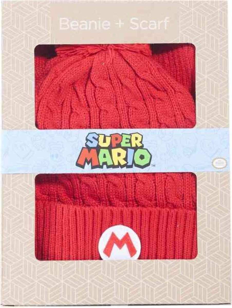 Nintendo - Super Mario Badge Beanie & Scarf Gift Set | bol.com
