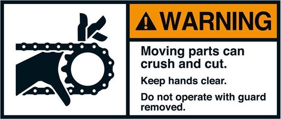Warning Moving parts sticker, ANSI, 2 per vel 45 x 100 mm | bol