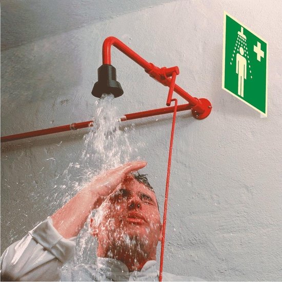 Haaks nooddouche bord - kunststof - 200 x 200 mm - E012 | bol