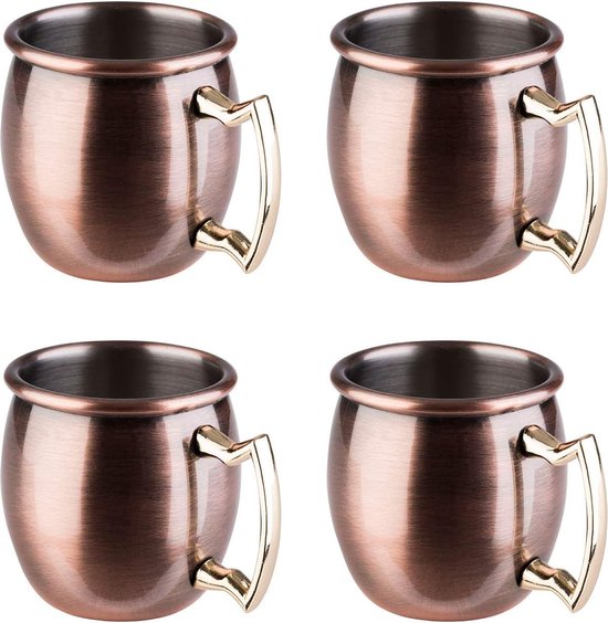 4 mini Moscow Mule mokken, 50 ml, borrelglazen, shots, hoogwaardige ...