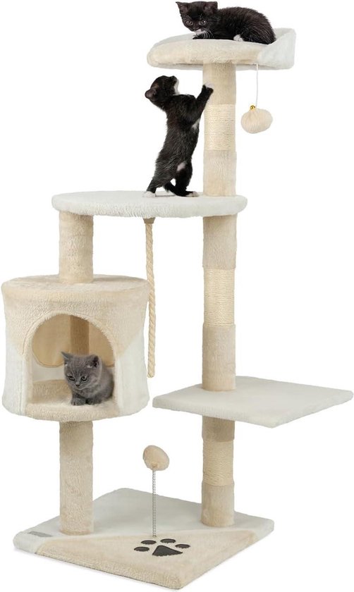 Cat Tree - Height 112 cm - 2 Plush Balls & Play Rope - Sisal Rope ...