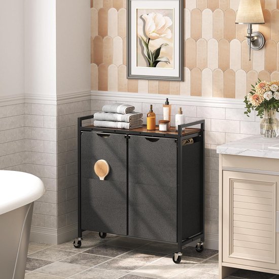 Wasmand met Plank - Wasverzamelaar Waskar met 2 vakken - 495 L ...