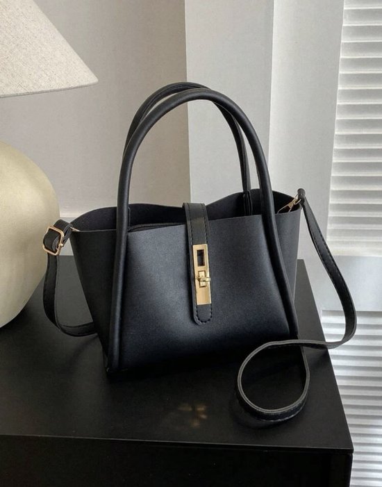 Handtas - Tas - Damestas - PU leer - Zwart - Goud - Trendy | bol