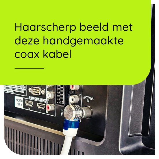 Coax kabel 15 meter - Wit - Male en Female haakse pluggen - Handgemaakt ...