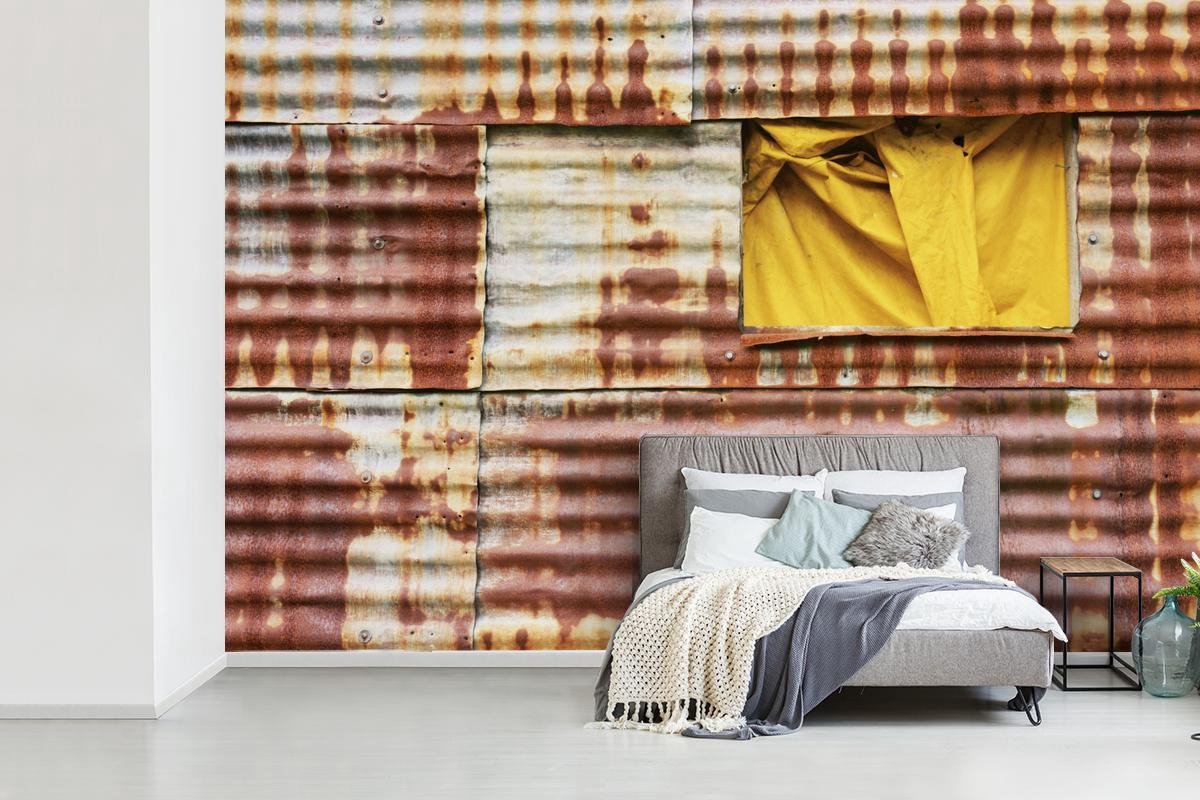 Behang - Fotobehang - Roest op een ijzeren structuur van een loods ...