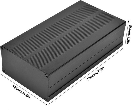 Aluminium Behuizing voor Elektronica PCB Projectdoos Zwart 55x106x200mm ...