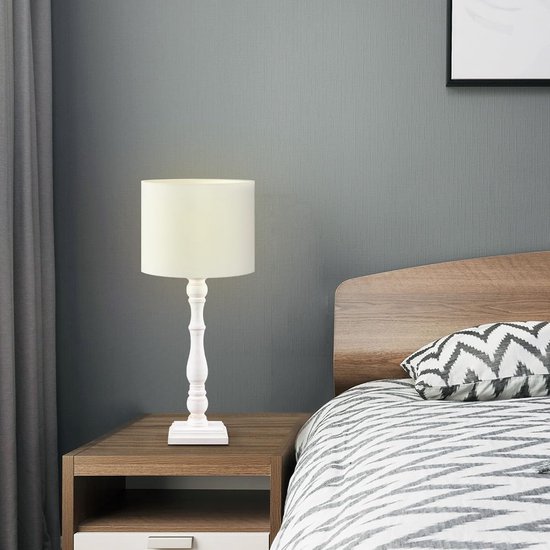 Houten Tafellamp Voet Modern Vintage Wit - E27 Fitting - Geschikt voor ...