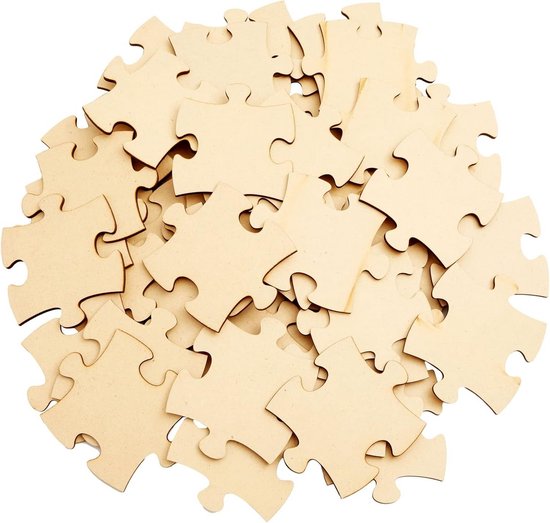 50 Houten Puzzelstukjes Onbewerkt om te Knutselen en Verven | bol