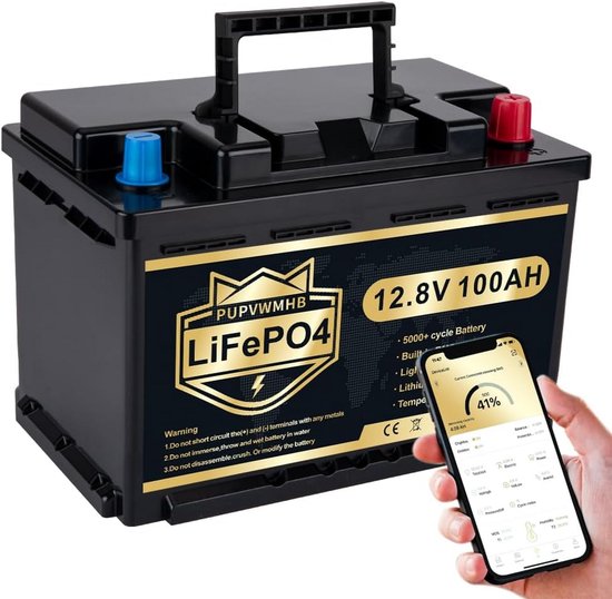 12V 100Ah LiFePO4 Accu voor Camper, Boot en Caravan met Bluetooth BMS | bol