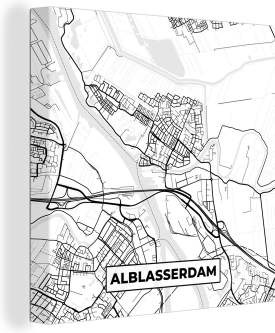 Canvas Schilderij Plattegrond - Alblasserdam - Kaart - Stadskaart ...