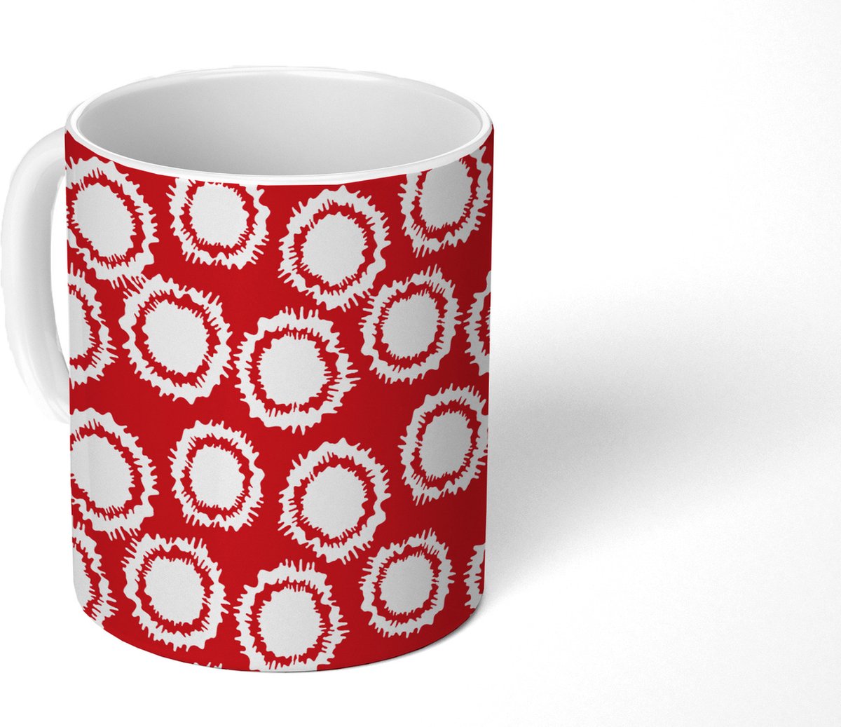 Mok - Koffiemok - Stippen - Rood - Patroon - Mokken - 350 ML - Beker ...