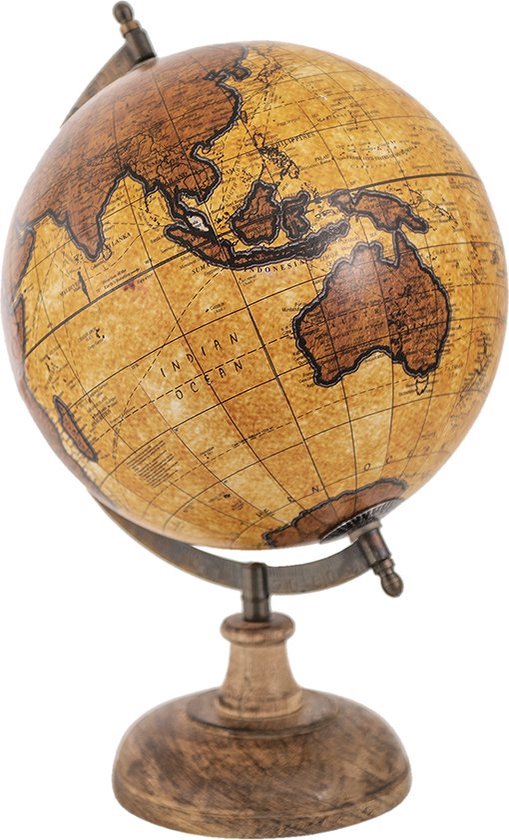 Wereldbol Decoratie 22*22*37 cm Bruin, Beige Hout, Metaal De Wereld ...