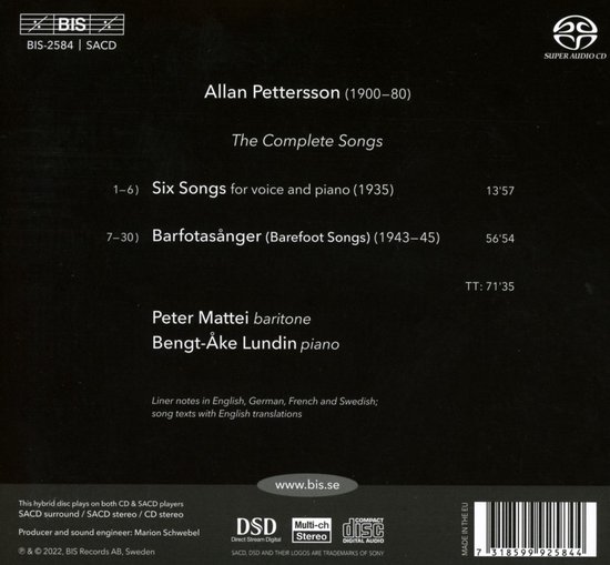 Peter Mattei & Bengt Ake Lundin - Barfotasanger (Complete Songs) (Super ...