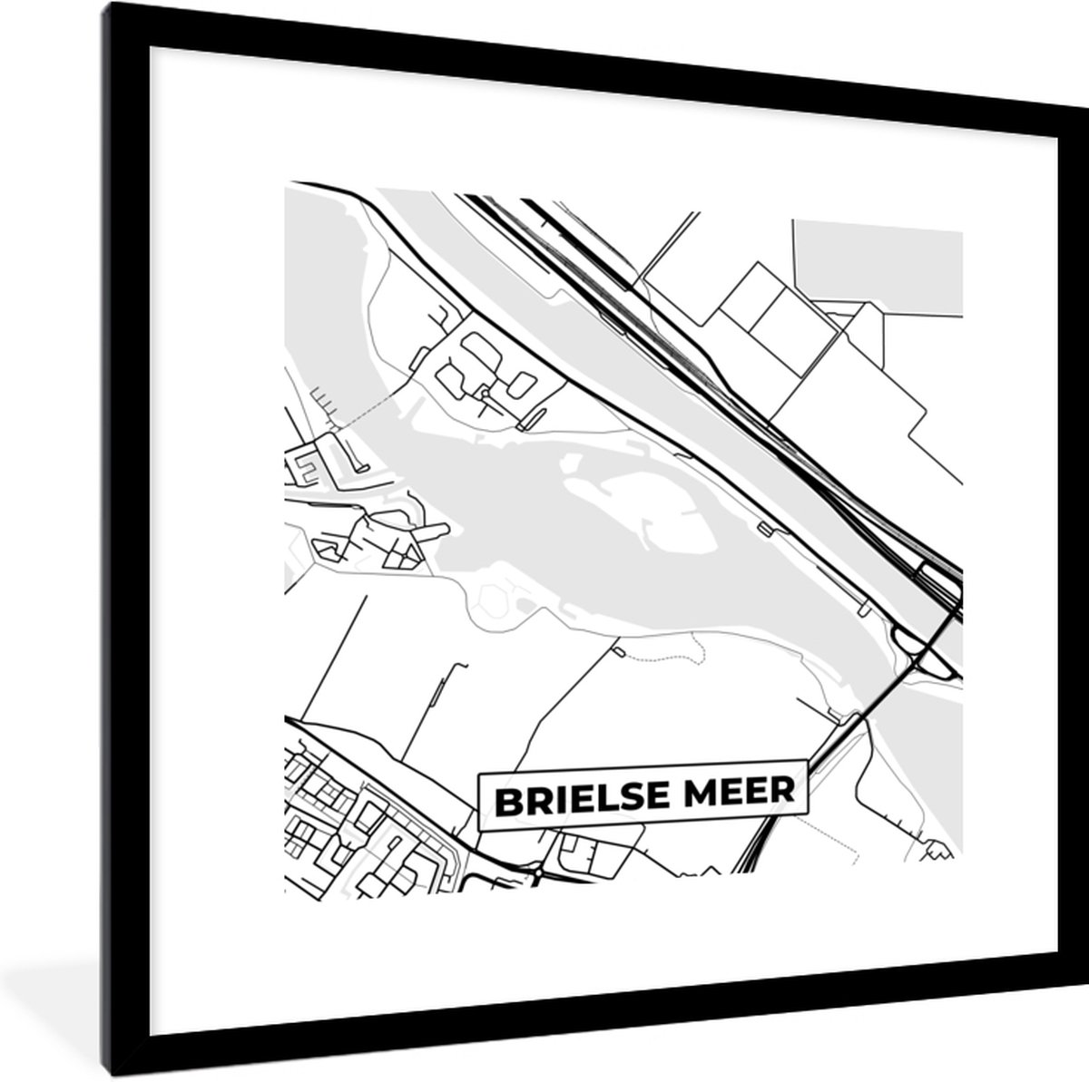 Fotolijst incl. Poster - Brielse Meer - Nederland - Plattegrond ...