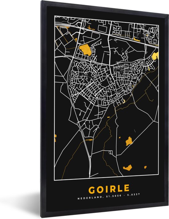 Fotolijst incl. Poster - Goirle - Stadskaart - Goud - Plattegrond ...