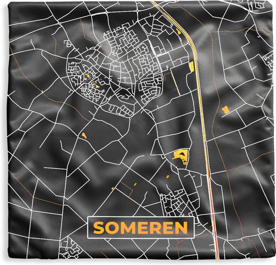 Kussenhoes 60x60 cm - Someren - Stadskaart - Goud - Plattegrond - Kaart ...